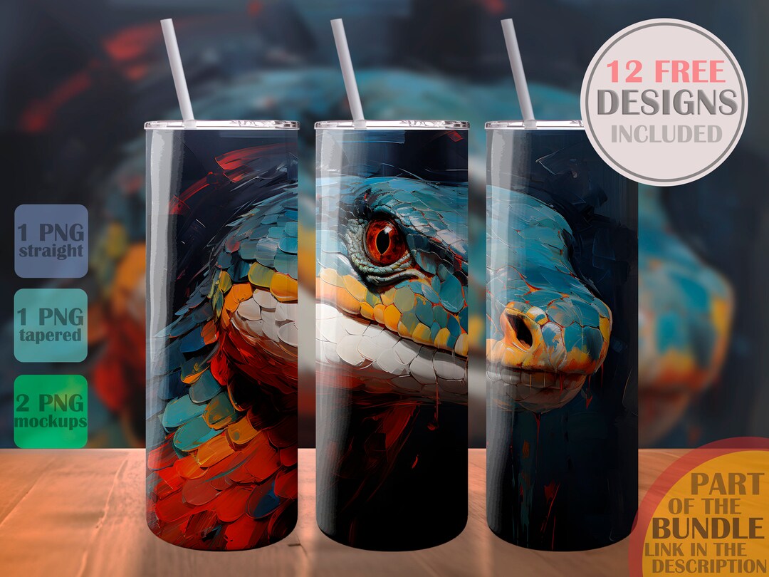 Painting Expressionistic Snake Sublimation Design Template 20oz Skinny ...