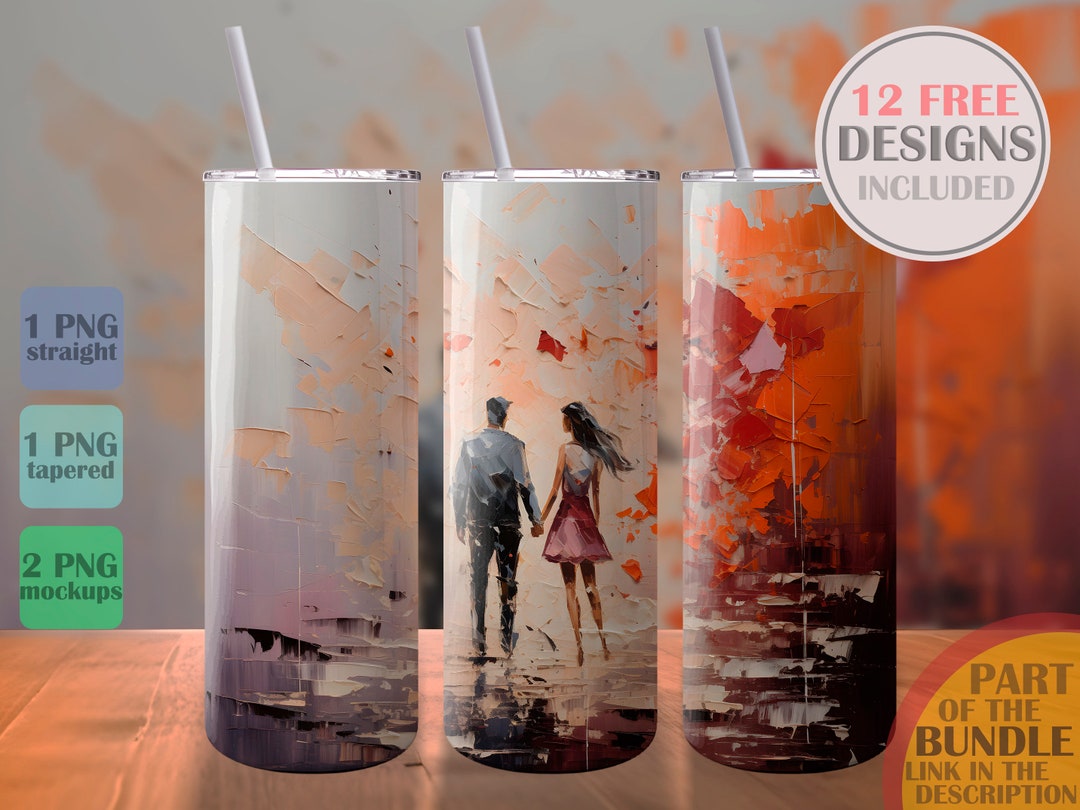 Valentine's Day Woman Man Sublimation Design Template Wrap Water Bottle ...