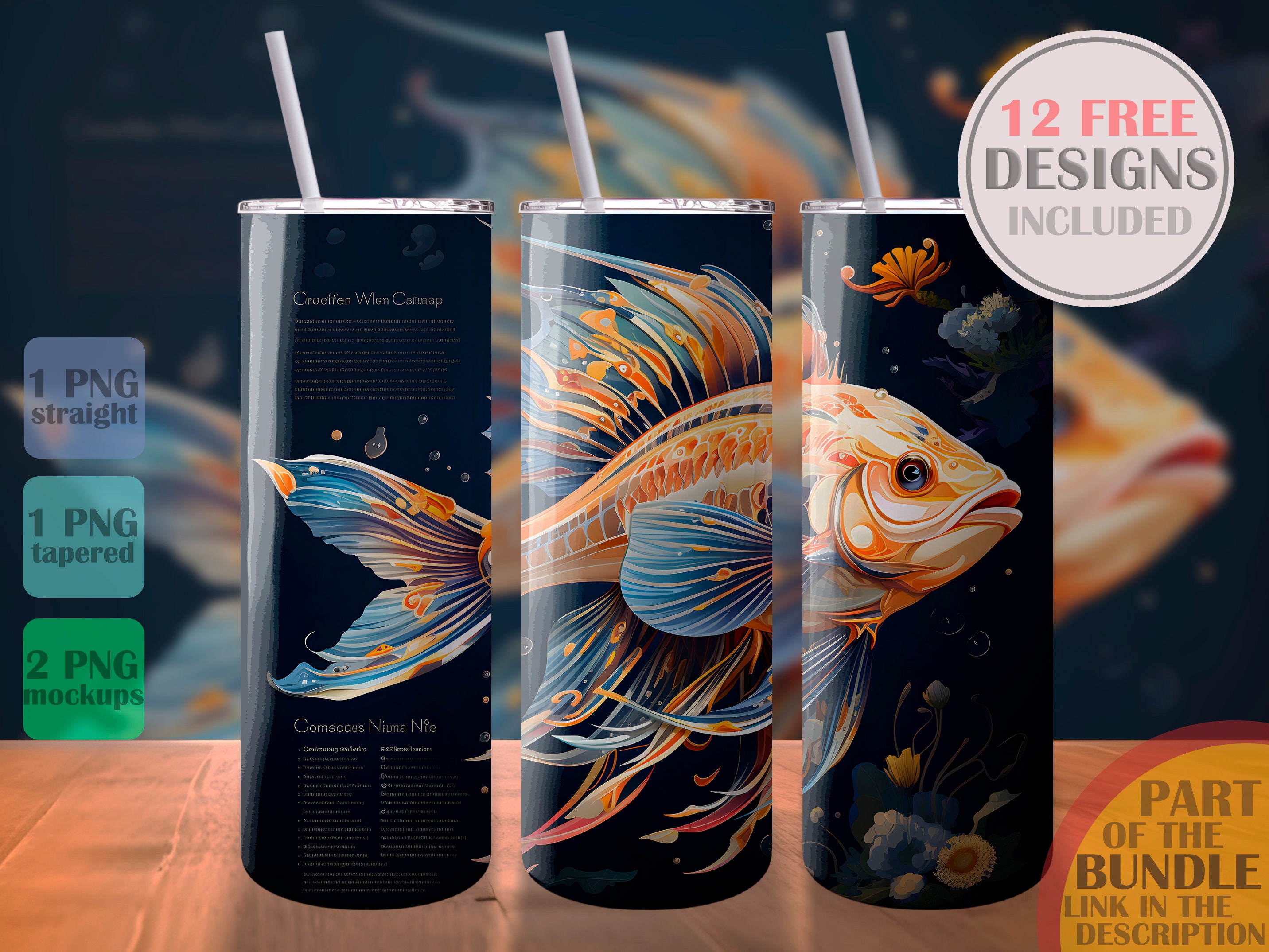 Stunning Colorful Fish Sublimation Design Perfect Gift 20oz Skinny ...