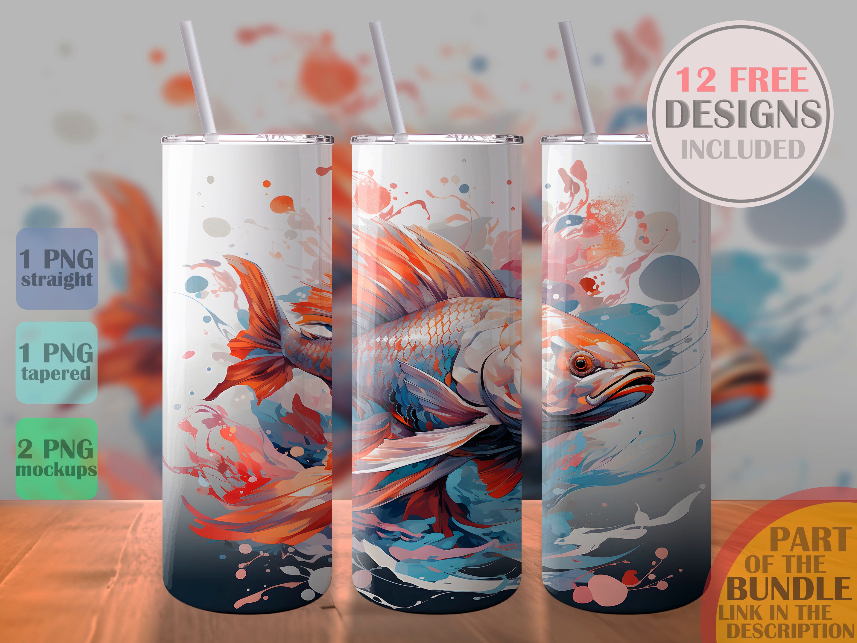 Stunning Koi Fish Sublimation Design 20oz Skinny Tumbler Perfect Gift ...