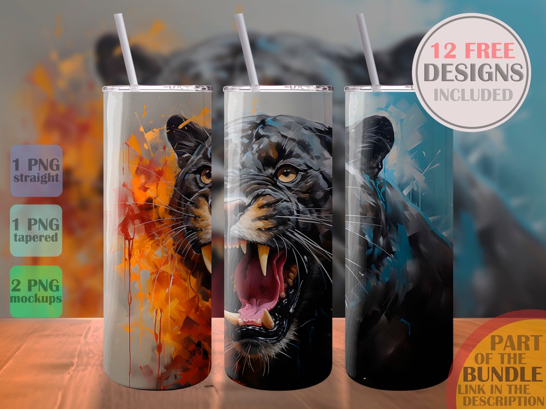 Black Panther Roaring Sublimation Design Template Skinny Tumbler ...