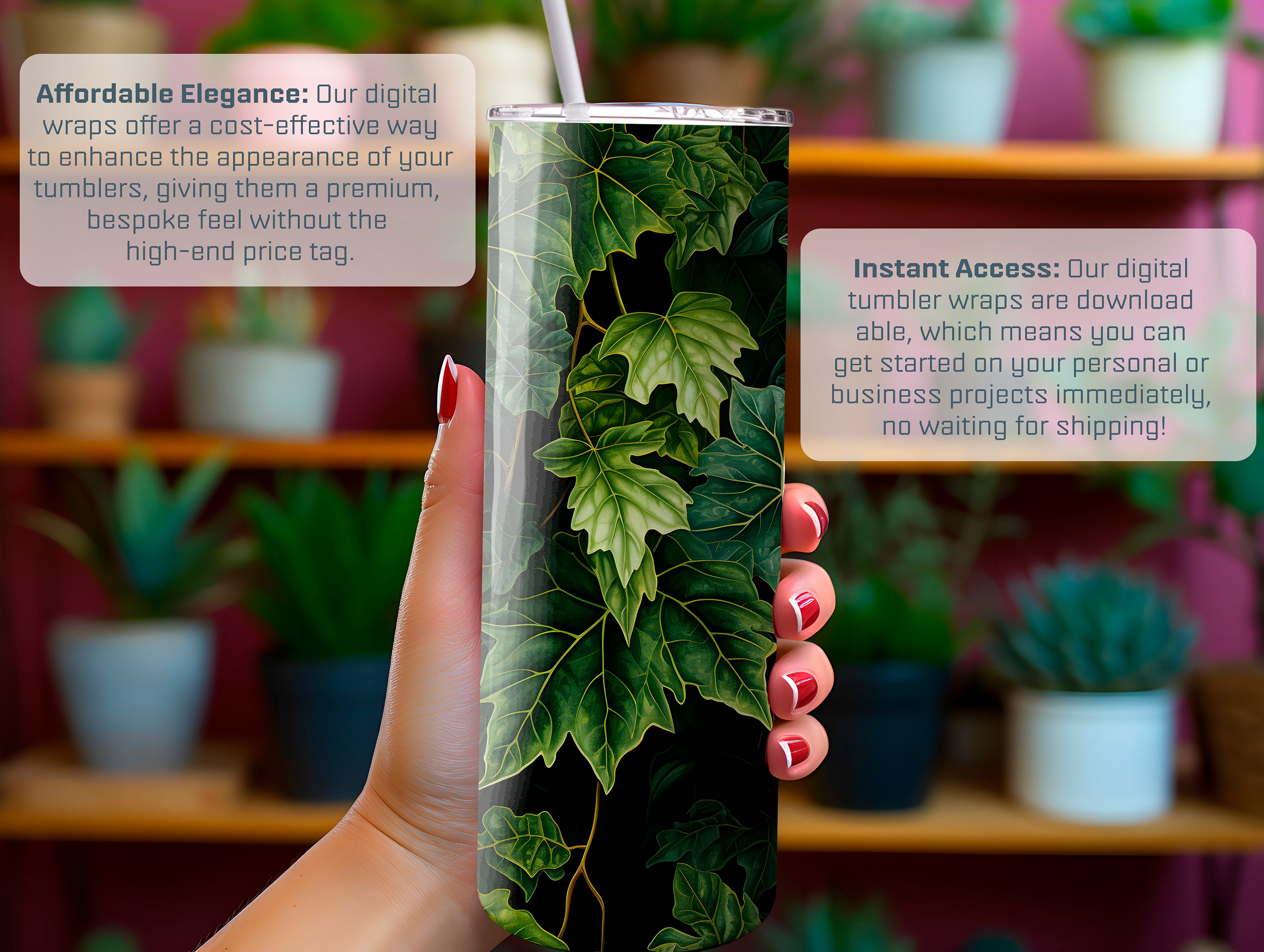 Seamless Leaf Pattern Sublimation Design Template Skinny Tumbler ...