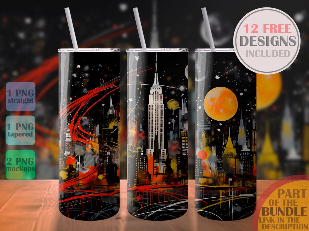 Incredible New York City Sublimation Design Template Skinny Tumbler PNG ...