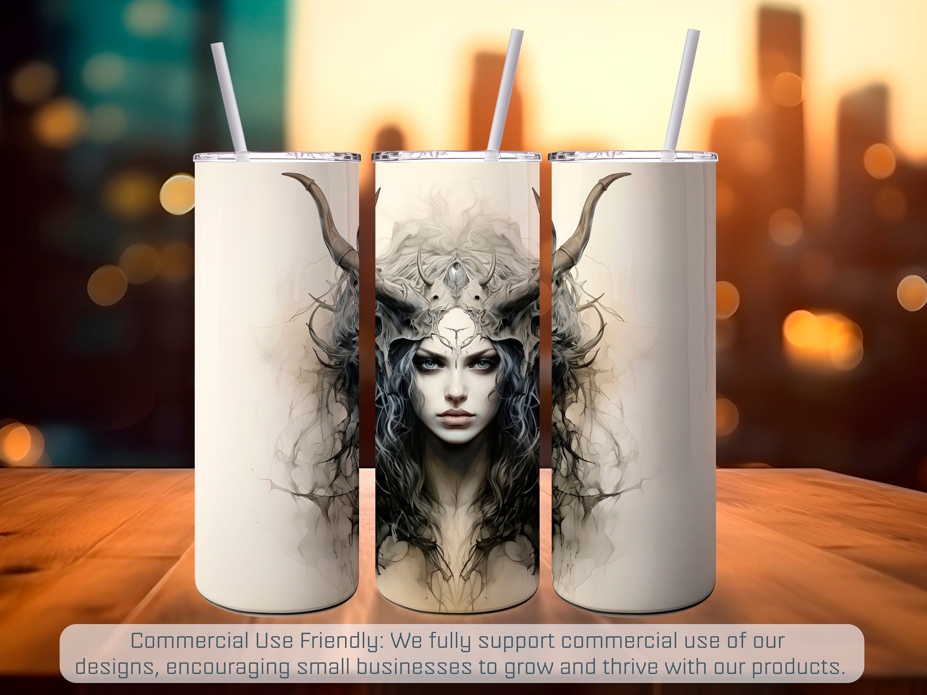Horned Woman Sublimation Design Template Skinny Tumbler - Etsy