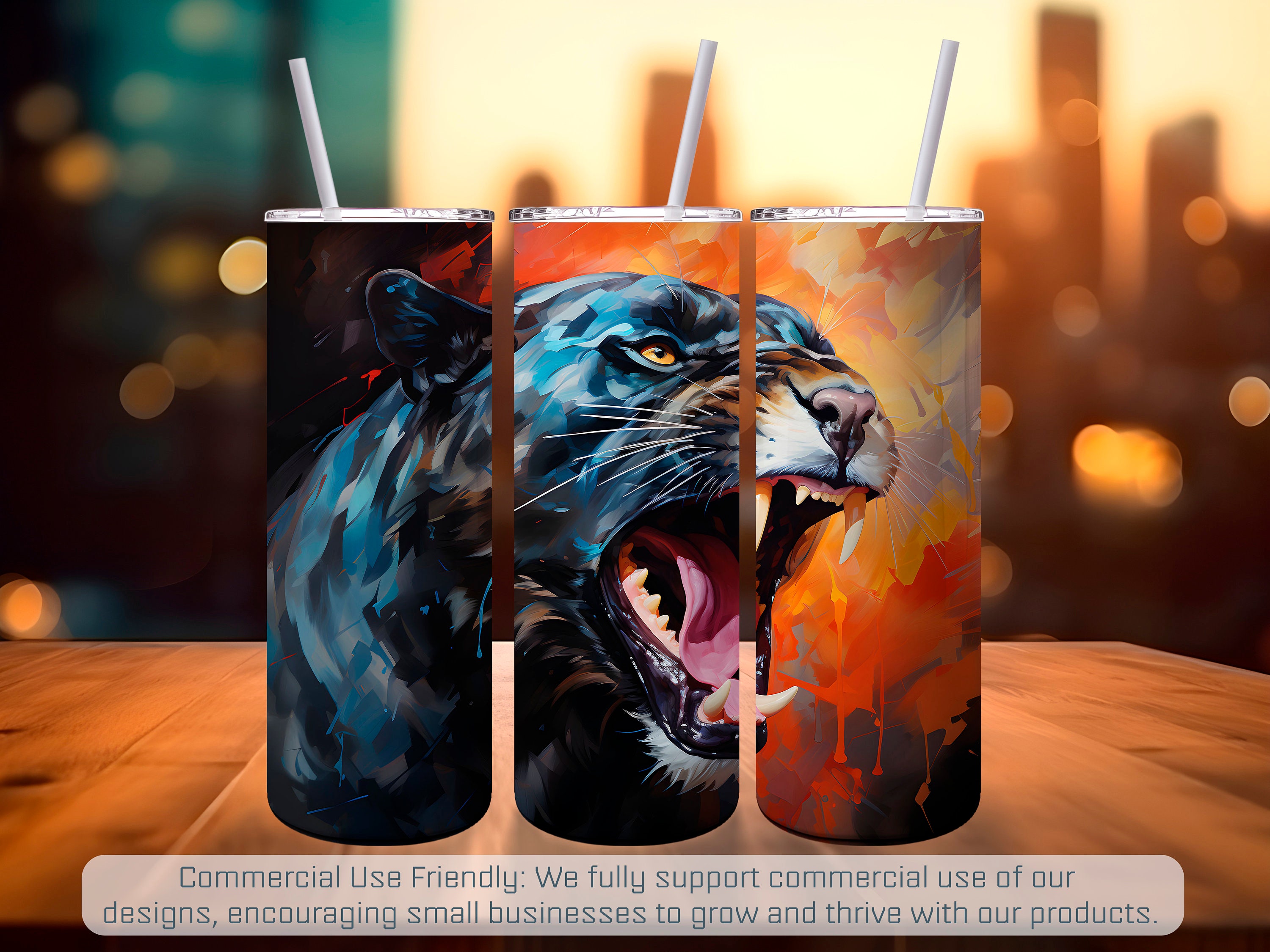 Wild Animal Black Panther Roaring Sublimation Design Template Skinny ...