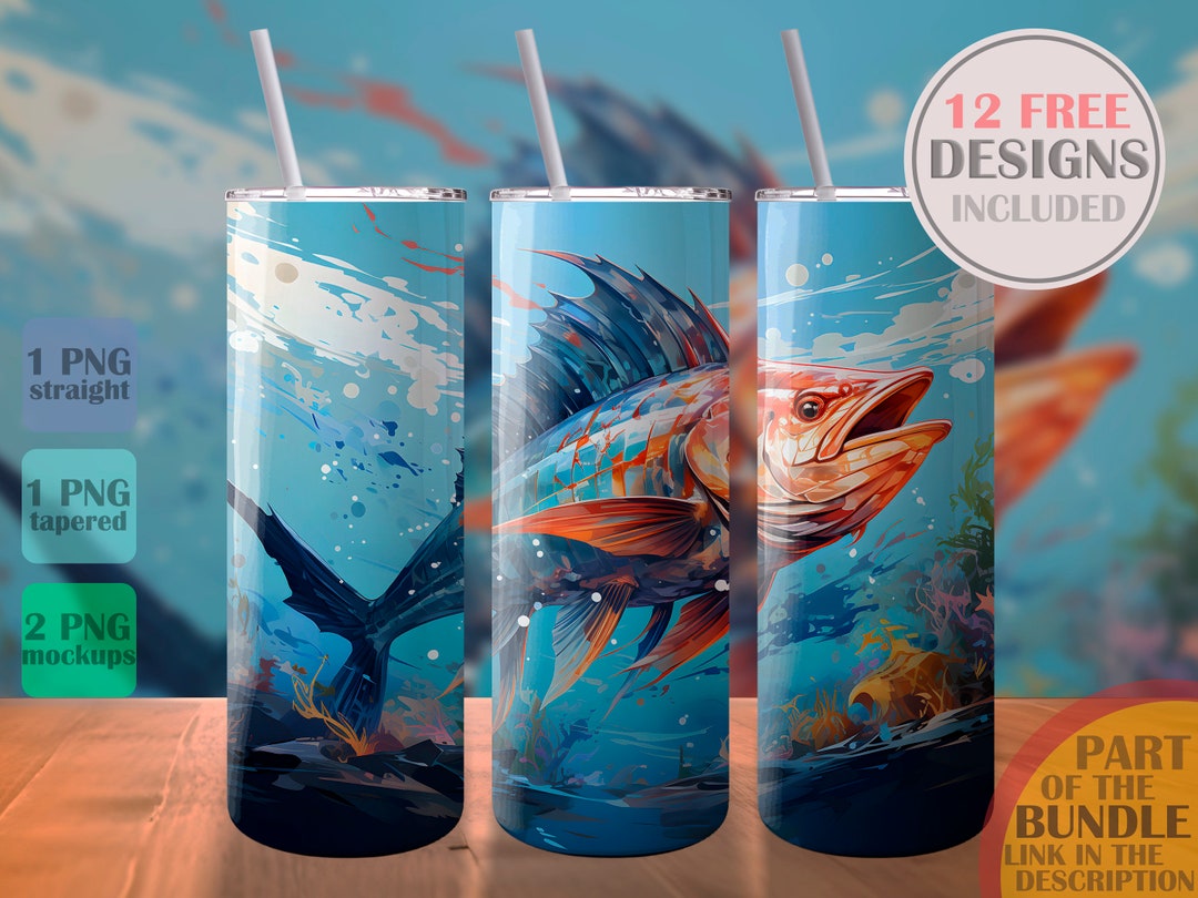 Sailfish Jumping Ocean 20oz Skinny Tumbler Template (digital Download ...