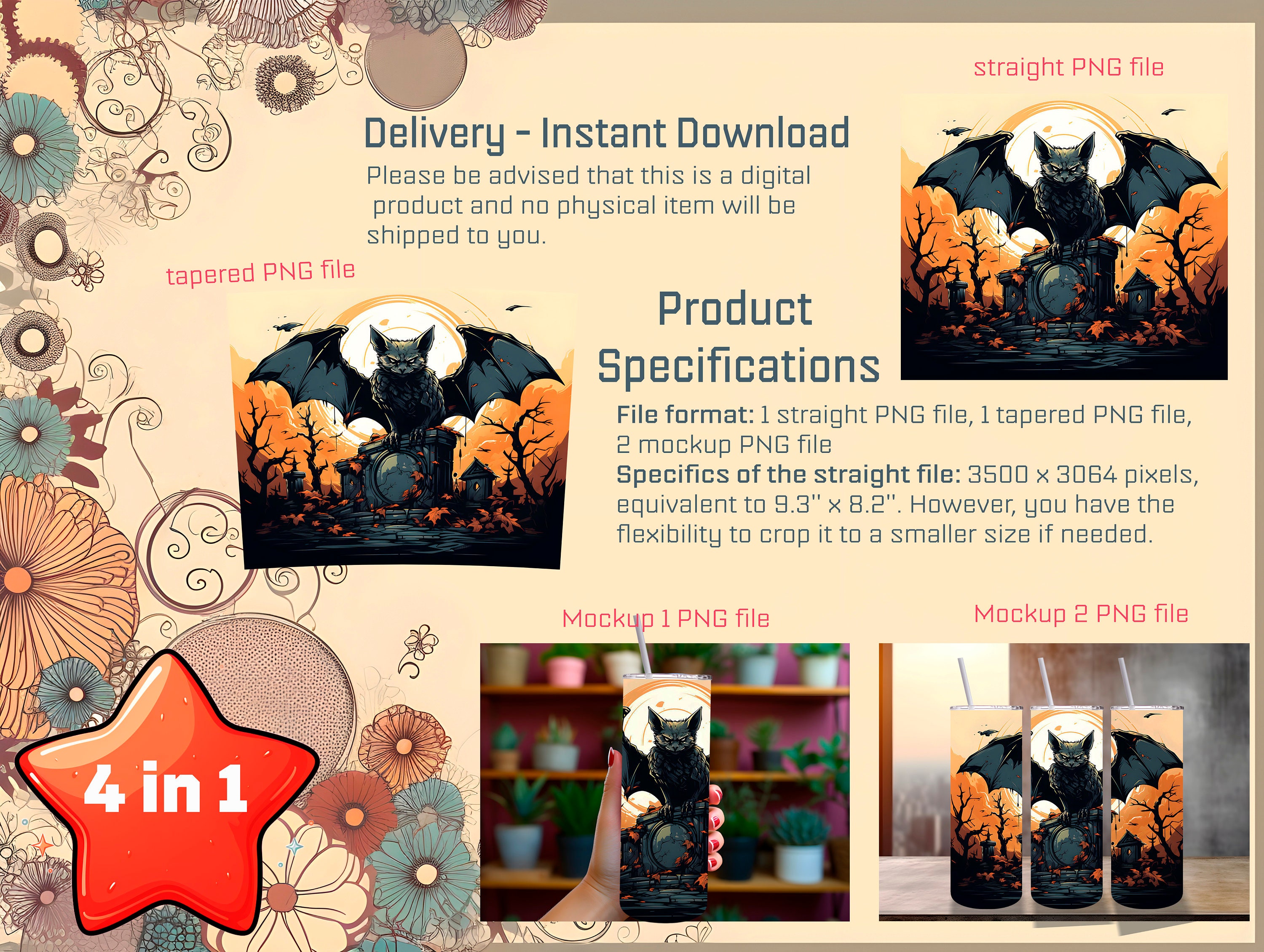 Gargoyle Tombstone Cemetery Sublimation Design Template Skinny - Etsy