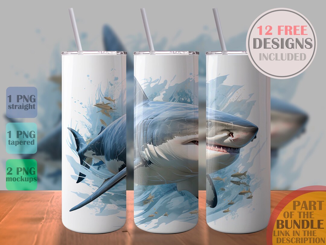 Baby Shark PNG 20oz Tumbler Wrap Seamless Stunning Ocean Sublimation ...