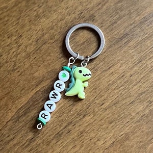 Dinosaur Keychain T Rex With Rawr Alphabet Beads Charm - Etsy