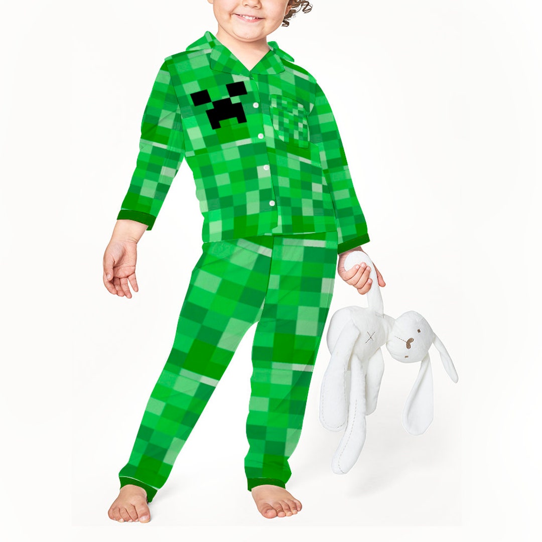 Minecraft Pajama Pants Custom Kids Long Sleeve Pajamas Set Shirt Pants Loose Fit Sleeper Set - Etsy