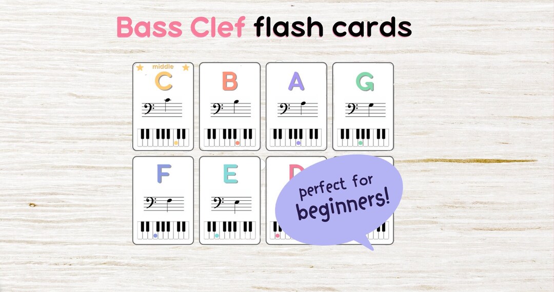 Bass Clef Flash Cards | Learn Music | Reading Music | Learning Piano ...