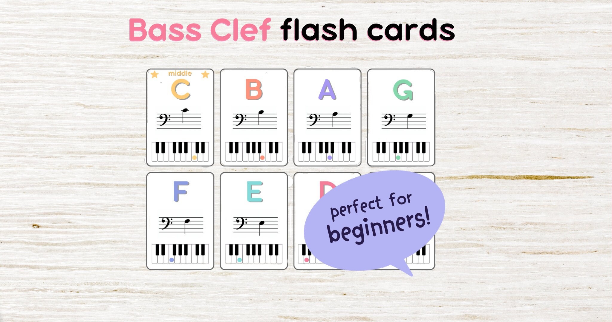 Bass Clef Flash Cards Learn Music Reading Music Learning Piano F Clef ...