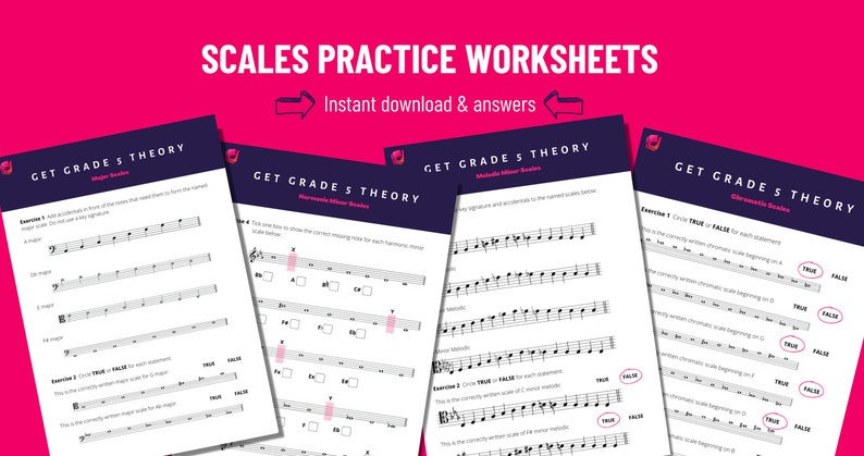 Scales Worksheets (major Scales, Harmonic & Melodic Minor and Chromatic ...