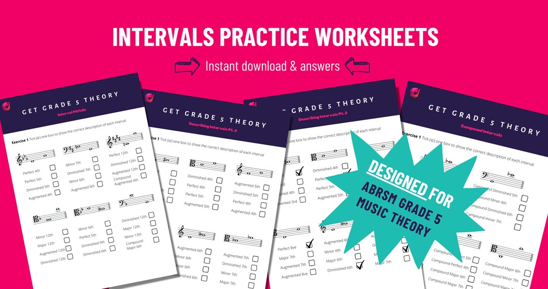 Intervals Practice Worksheets (major, Minor, Perfect, Augment ...