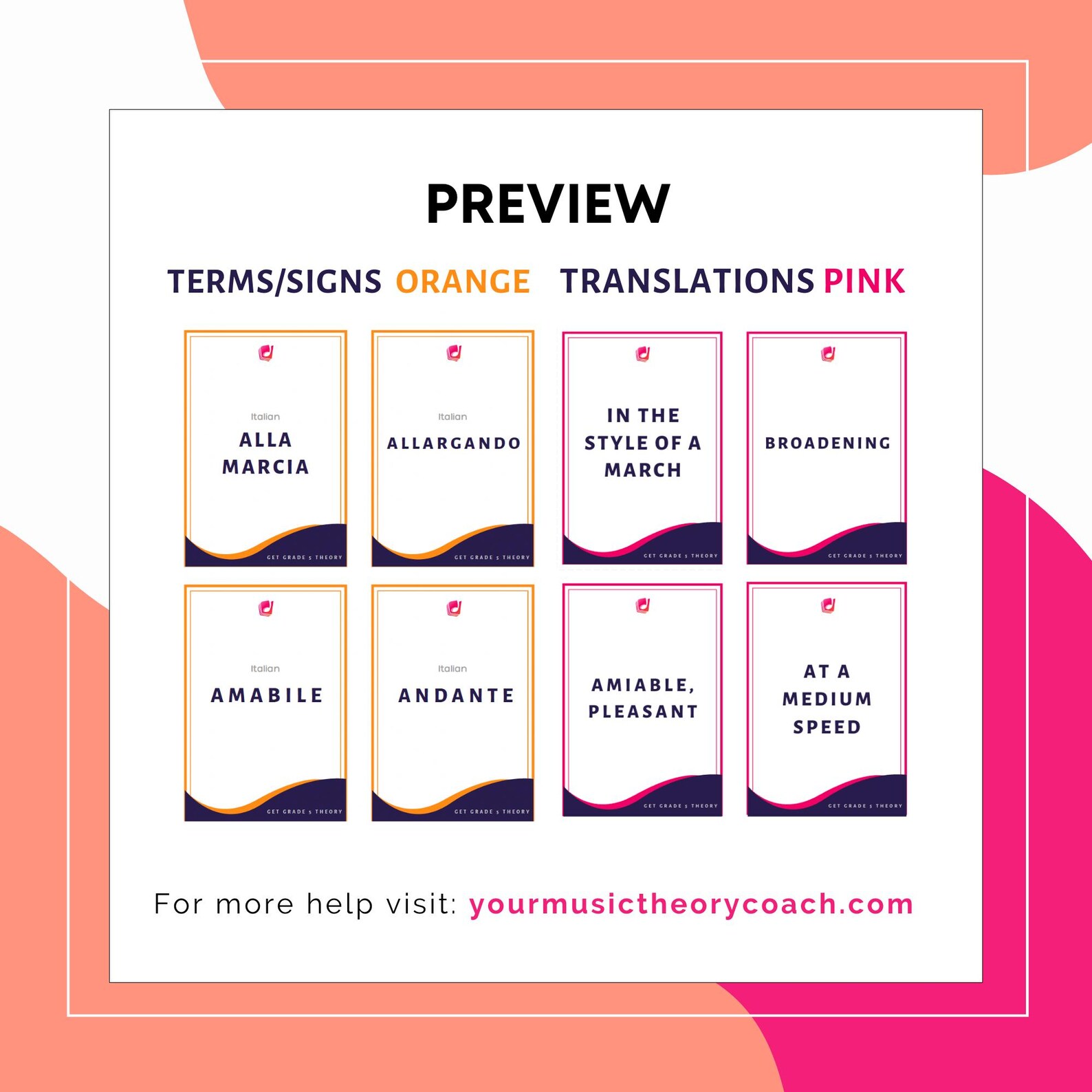 Music Theory Flashcards | Terms & Signs for ABRSM Grade 5 Music Theory ...