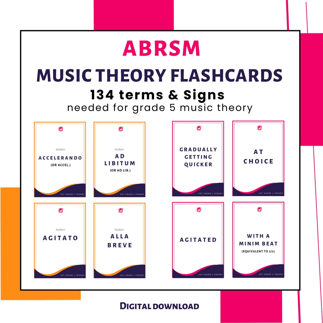 Music Theory Flashcards Terms & Signs for ABRSM Grade 5 Music Theory ...
