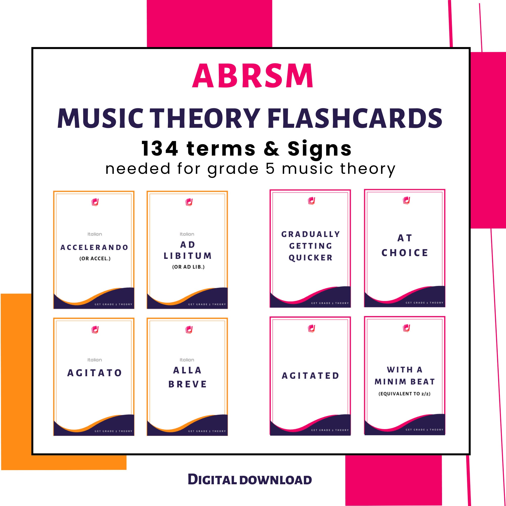 Music Theory Flashcards Terms & Signs for ABRSM Grade 5 Music Theory ...