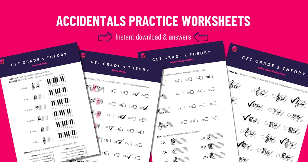 Accidentals Practice Worksheets - Sharps, Flats, Natural Sign ...