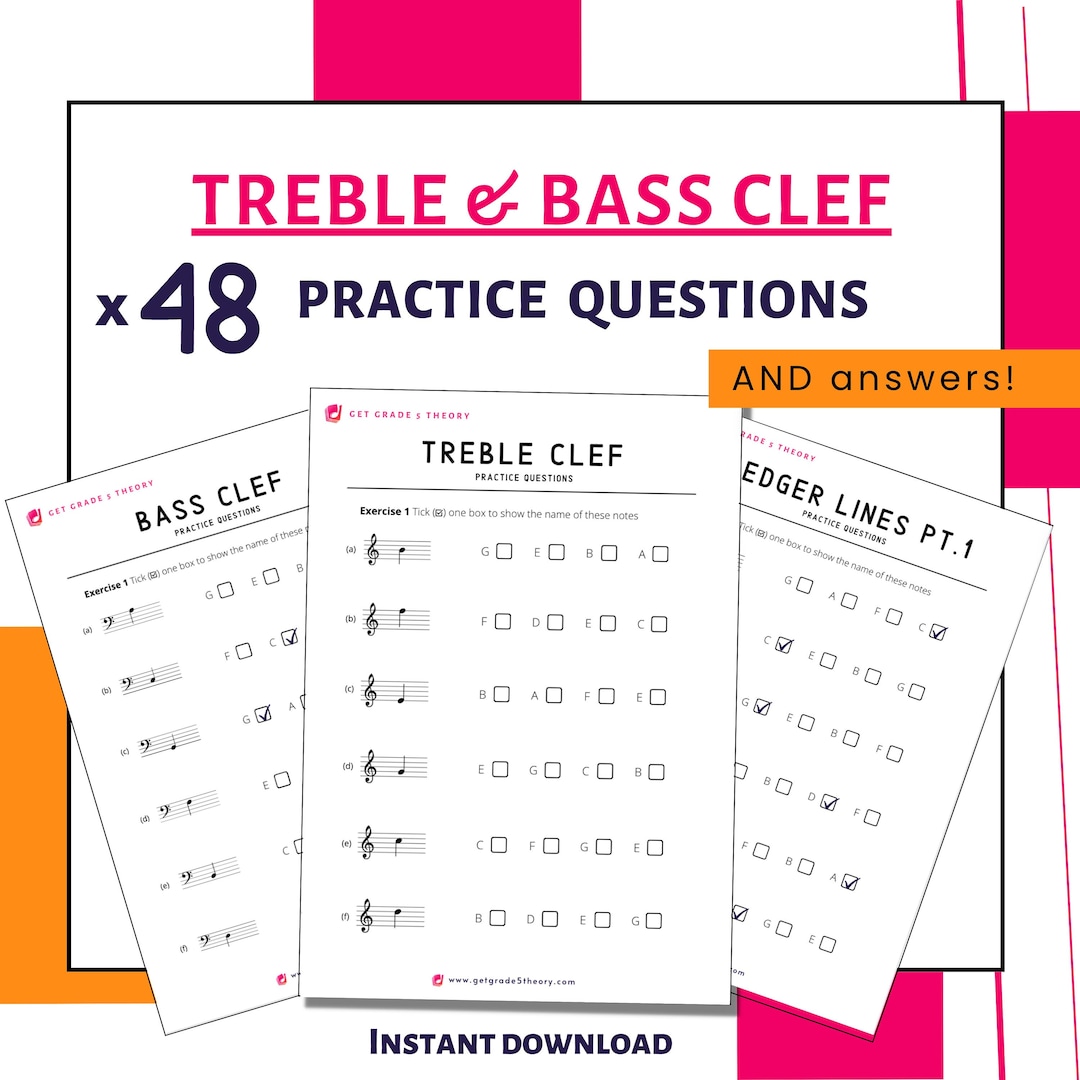 Treble & Bass Clef Practice Worksheets | F and G Clef Practice ...