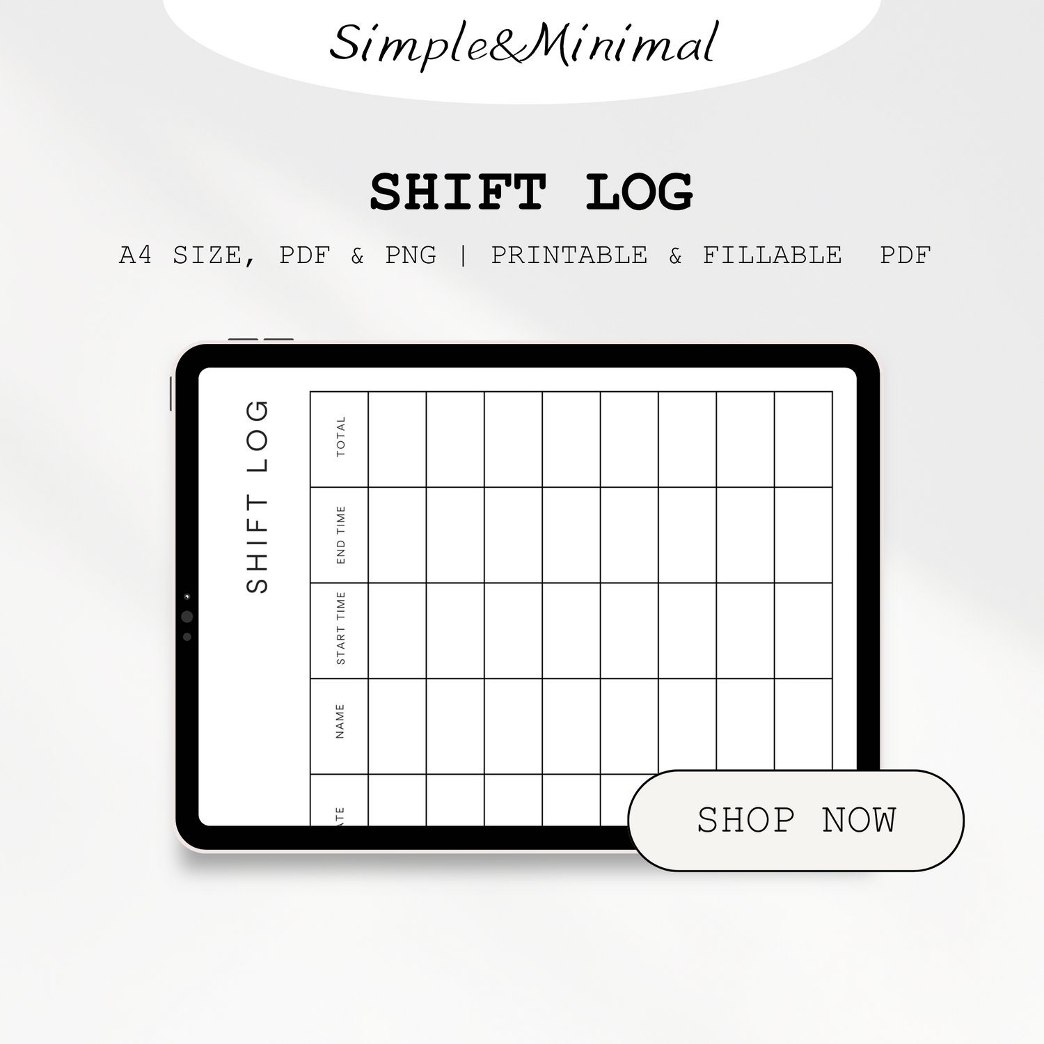 Minimalist Shift Log Printable - Organize Your Work Schedule, Work Log ...
