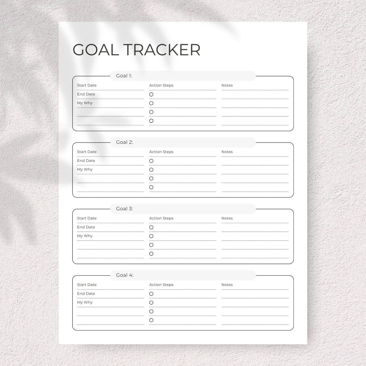 Minimalist Printable Goal Tracker Planner, Minimalist Goal Planner ...