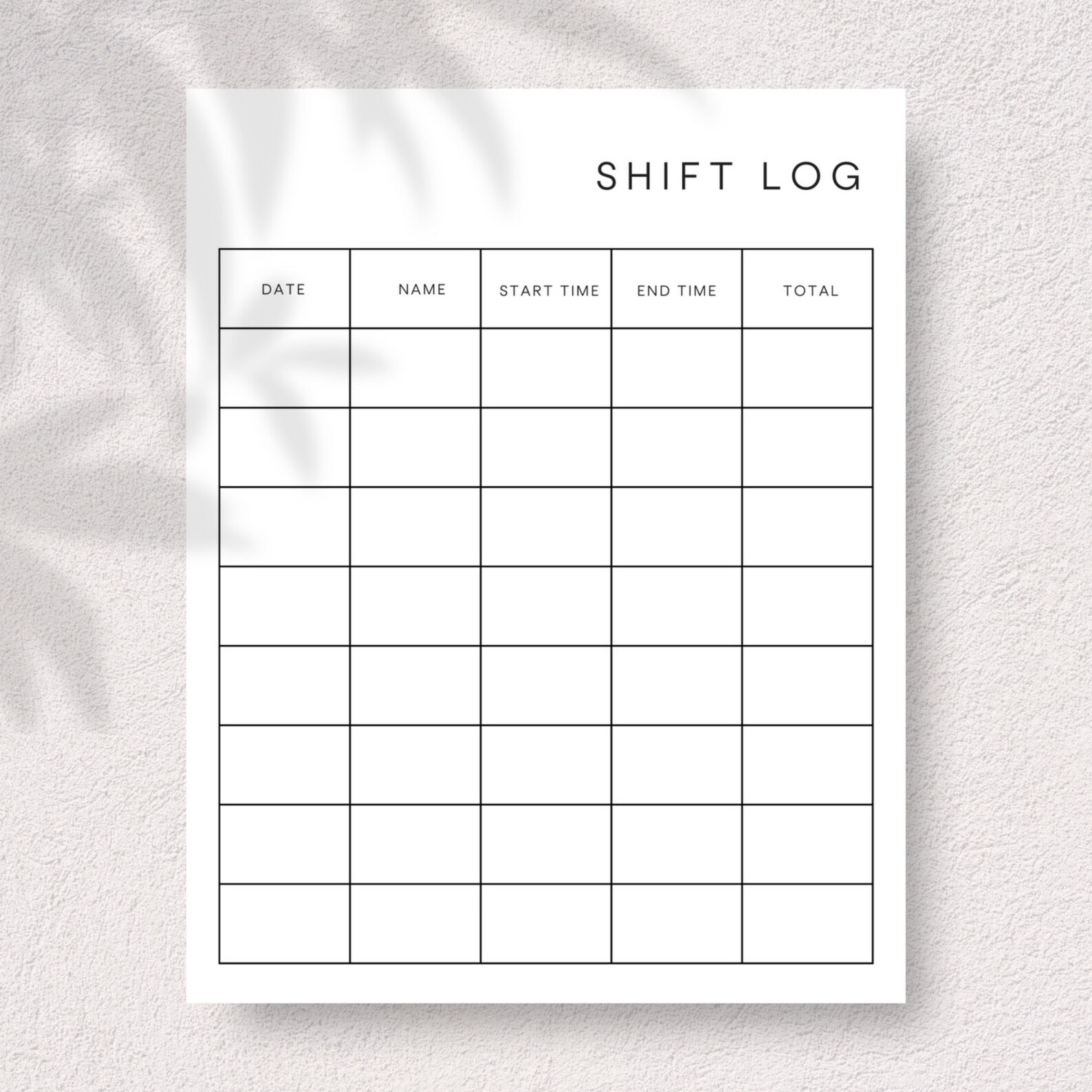 Minimalist Shift Log Printable Organize Your Work Schedule, Work Log ...