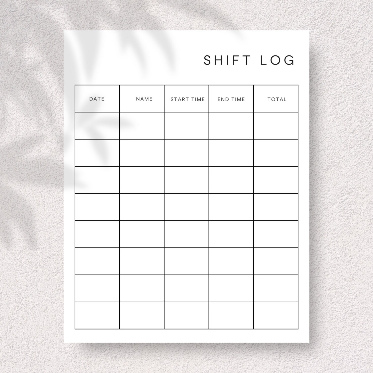 Minimalist Shift Log Printable - Organize Your Work Schedule, Work Log ...