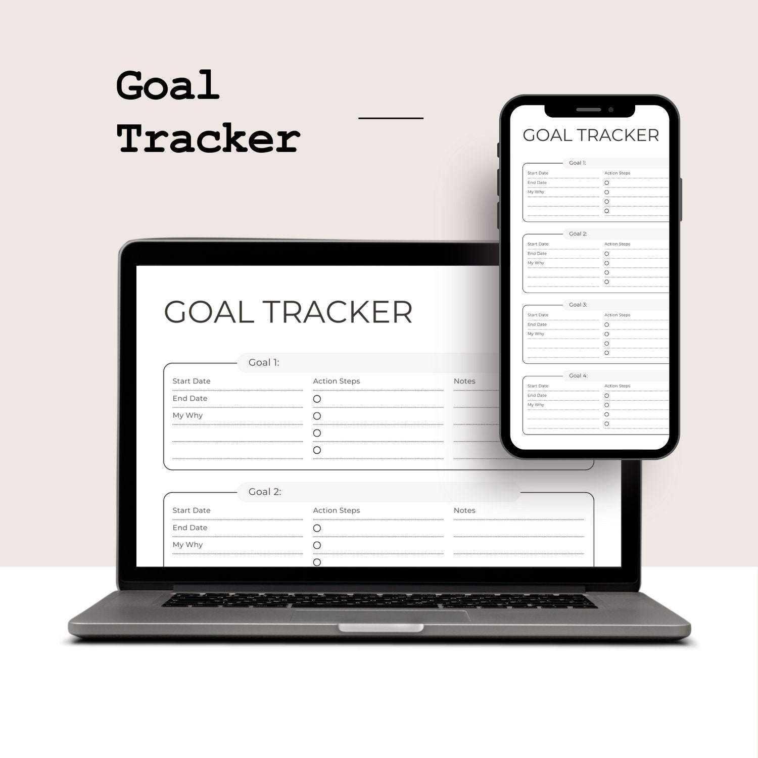 Minimalist Printable Goal Tracker Planner, Minimalist Goal Planner ...