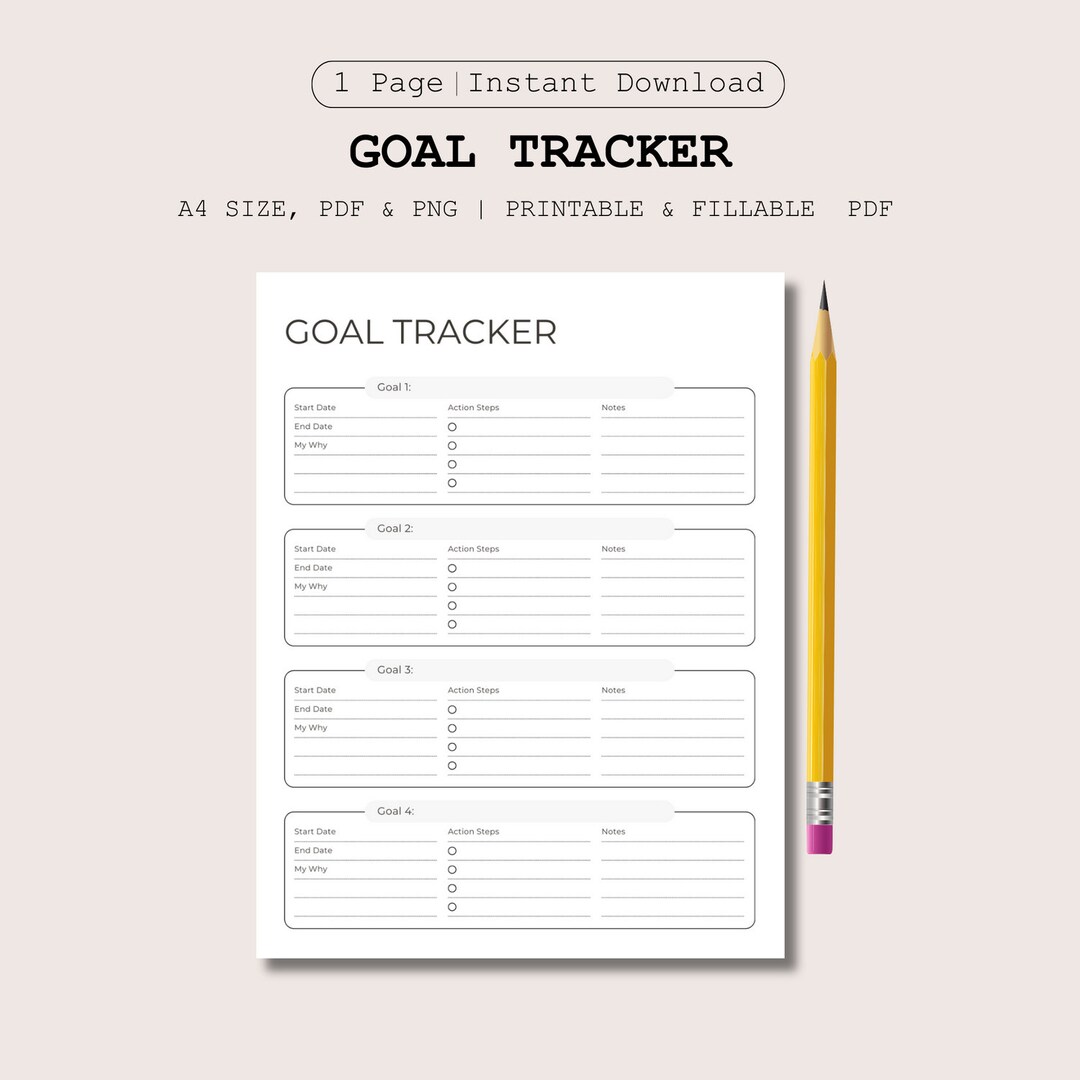 Minimalist Printable Goal Tracker Planner, Minimalist Goal Planner ...