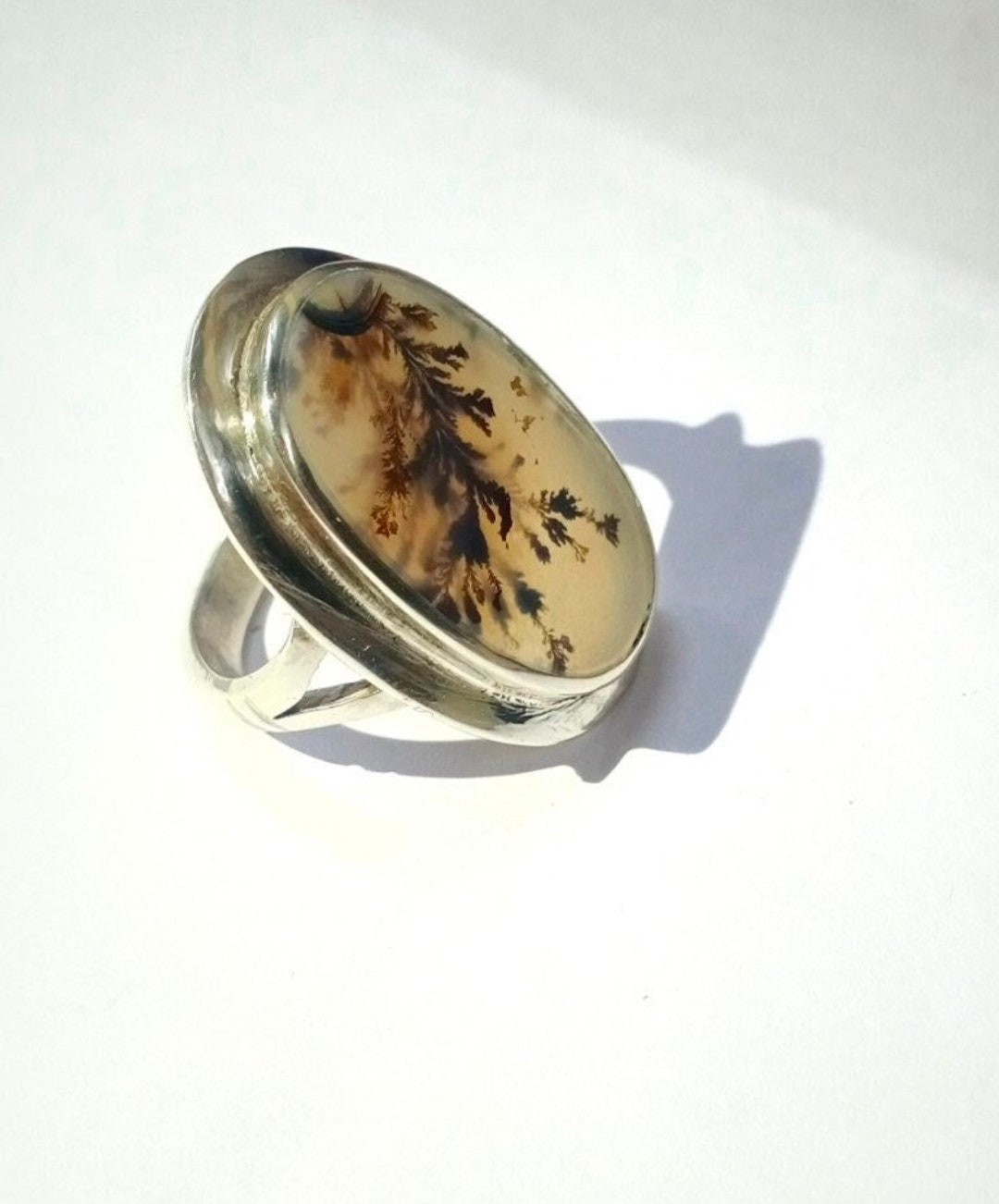 Dendritic Agate Beautiful Oval Ring, Choose Your Stone Sterling Silver 925 Gems Ring, Dendritic ...