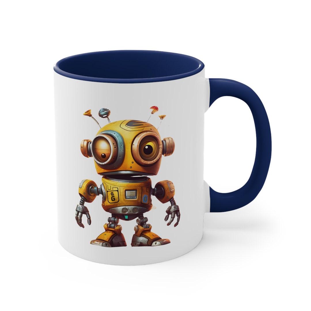 Robot Mug, Cartoon Robot, Cartoon Robot Mug, Cute Robot, Sci Fi Mug ...