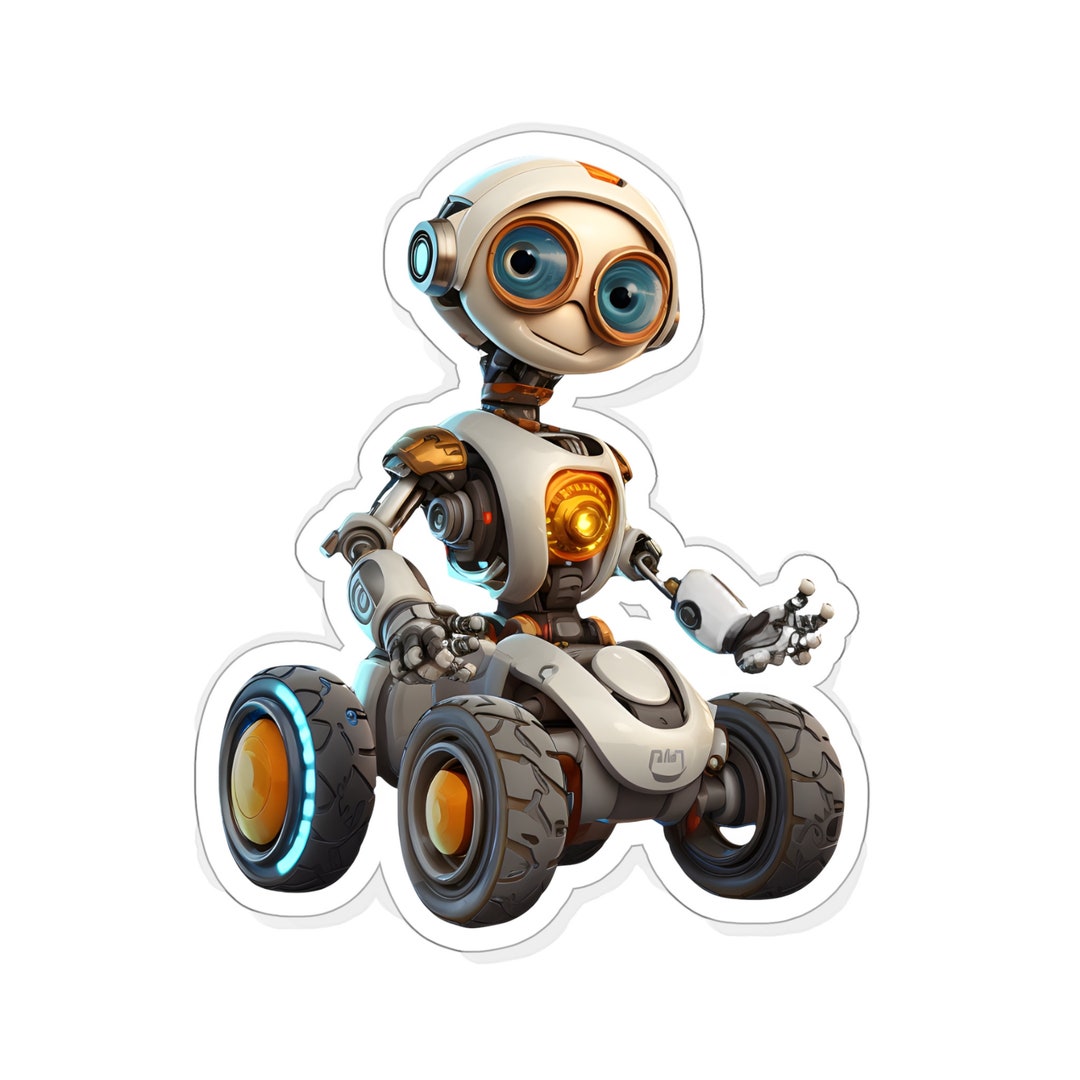 Cute Robot Sticker, "wheely", Kiss-cut Vinyl Sticker, Add a Touch of ...