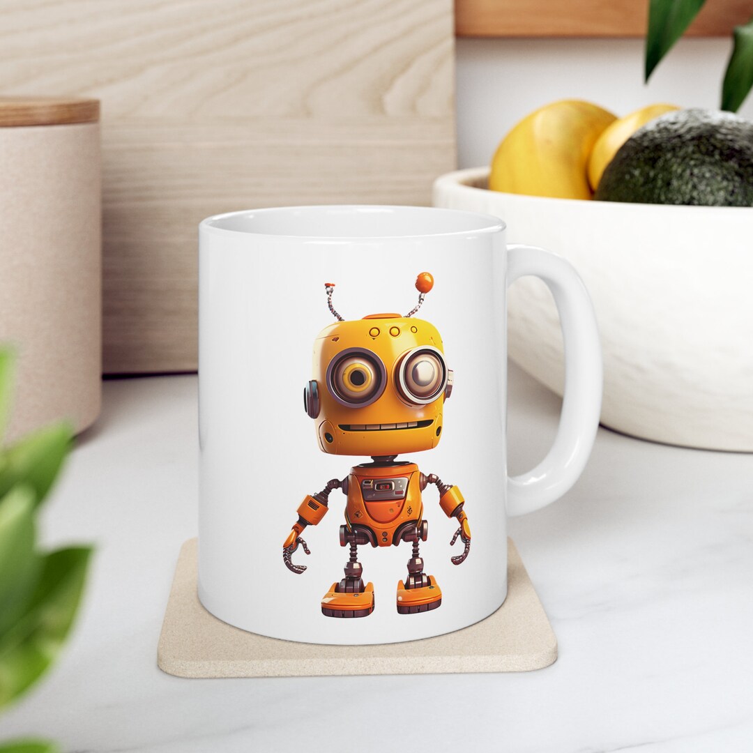 Robot Mug, Cartoon Robot, Cartoon Robot Mug, Cute Robot, Cartoon Mug ...