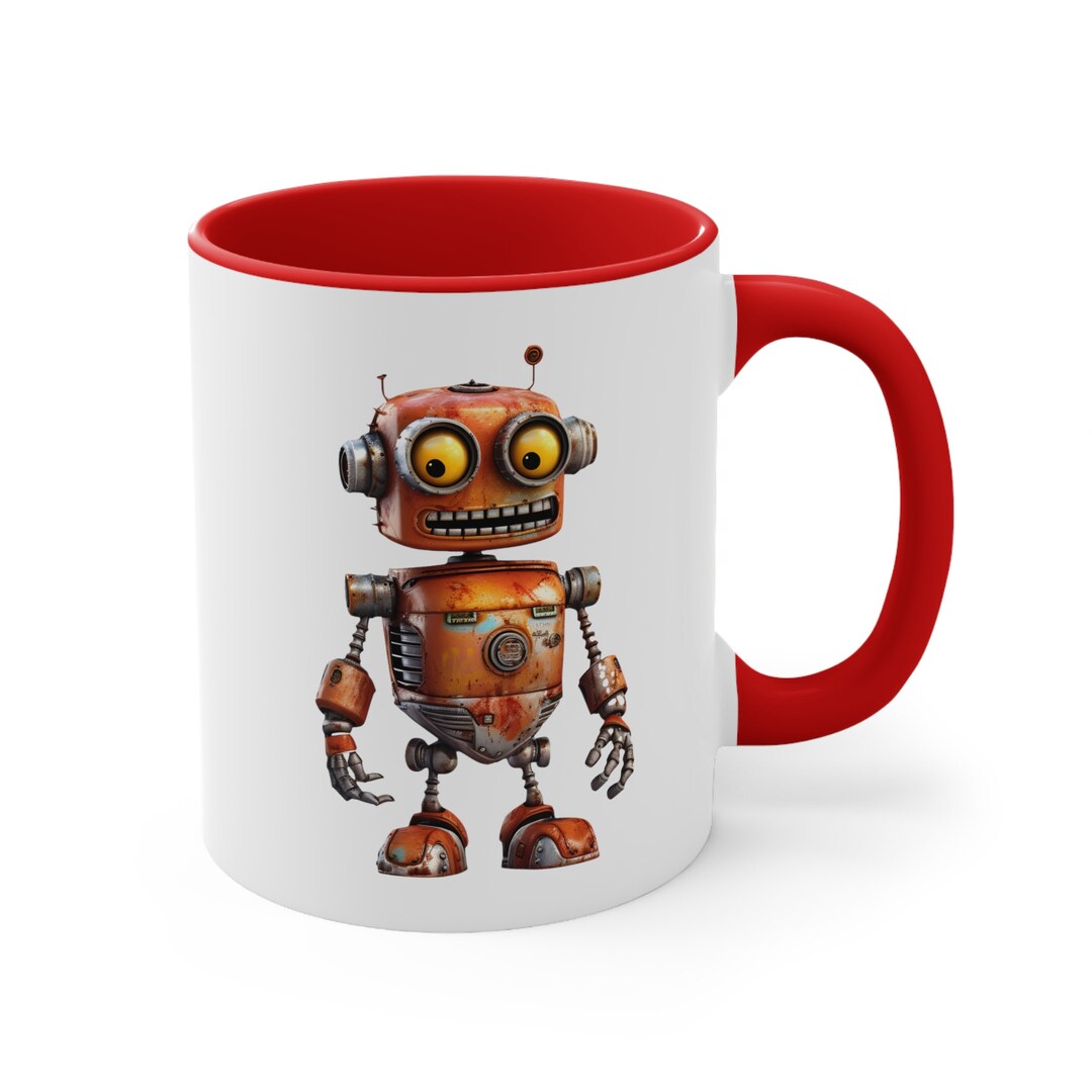 Robot Mug, Cartoon Robot, Cartoon Robot Mug, Cute Robot, Sci Fi Mug ...