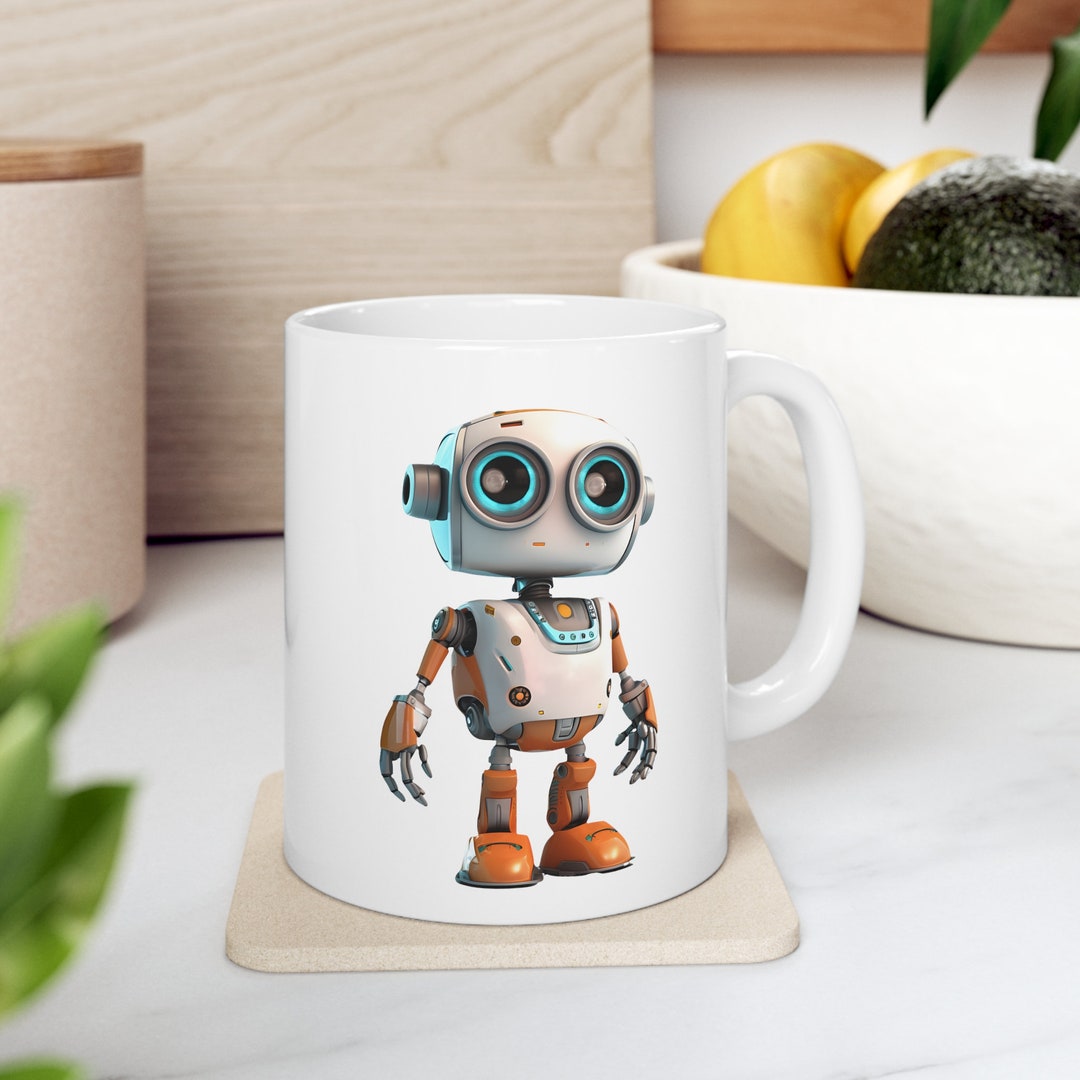 Robot Mug, Cartoon Robot, Cartoon Robot Mug, Cute Robot, Cartoon Mug ...