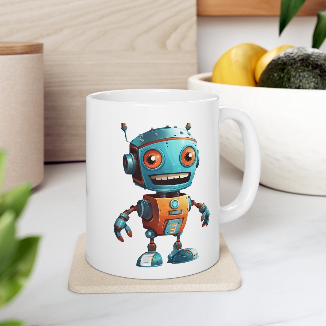 Robot Mug, Cartoon Robot, Cartoon Robot Mug, Cute Robot, Cartoon Mug ...