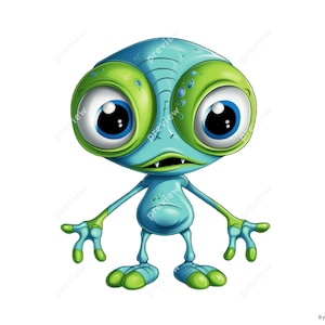 Cartoon Alien Clipart Pngs With Transparent Background - Etsy