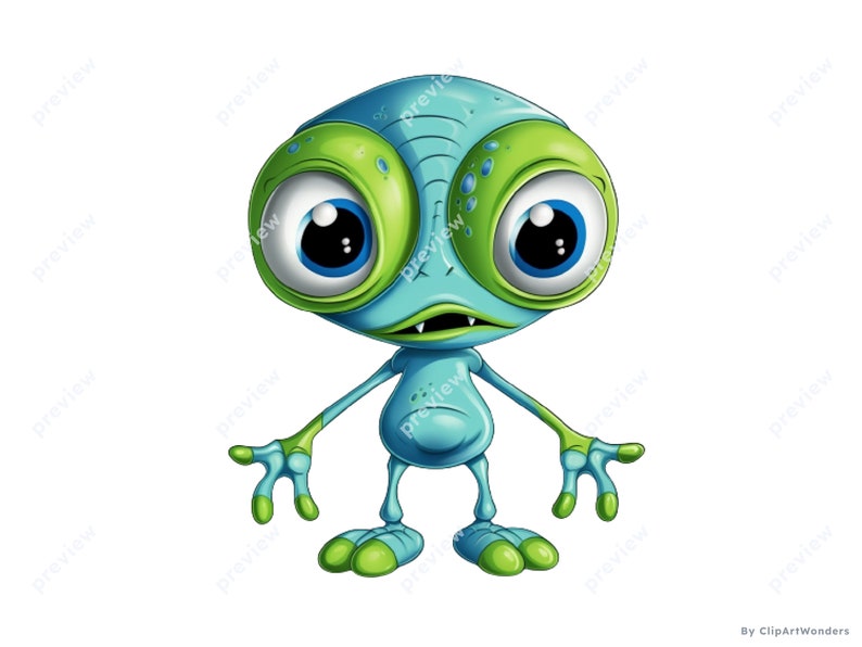 Cartoon Alien Clipart Pngs With Transparent Background - Etsy
