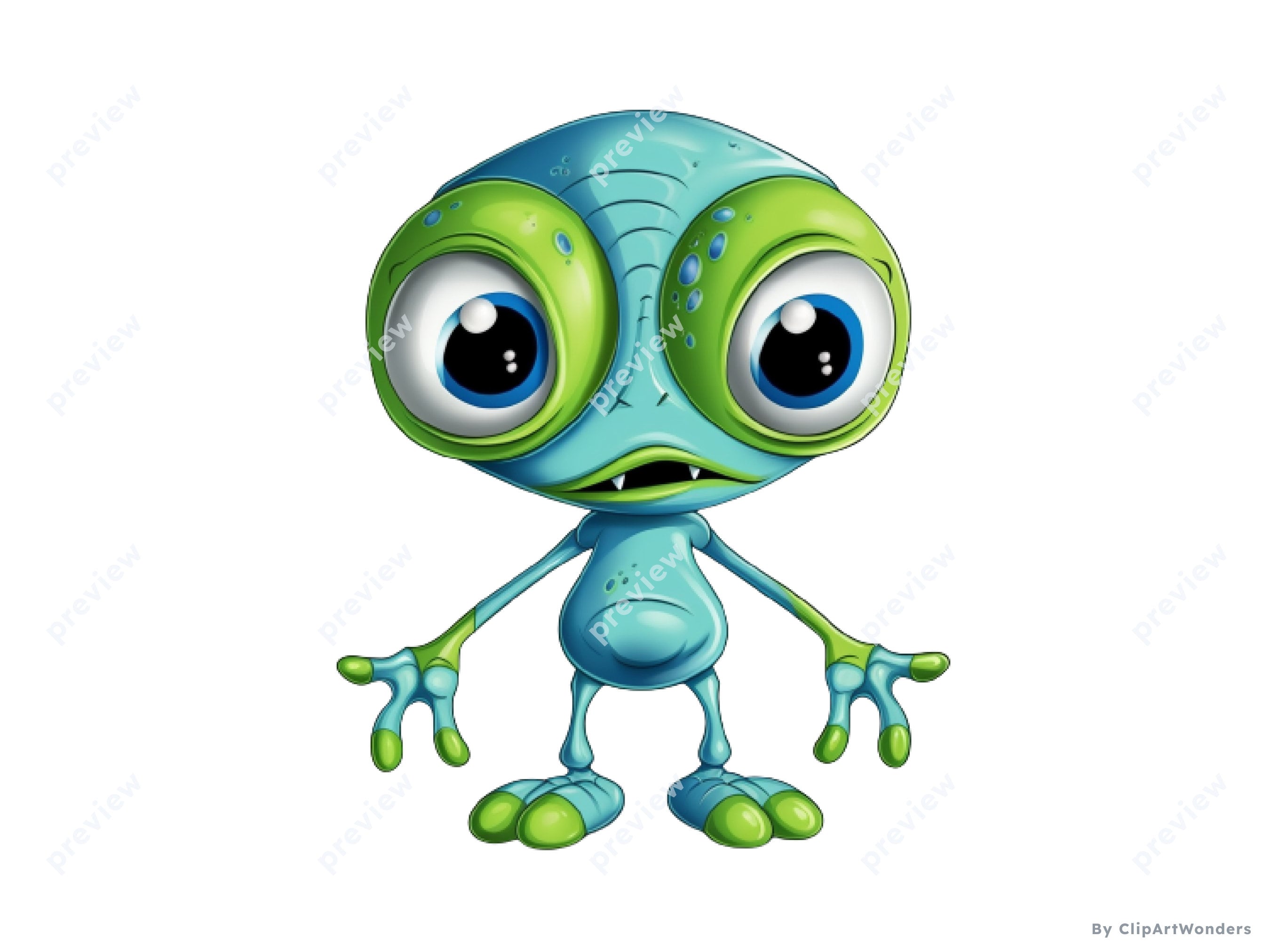 Cartoon Alien Clipart Pngs With Transparent Background - Etsy