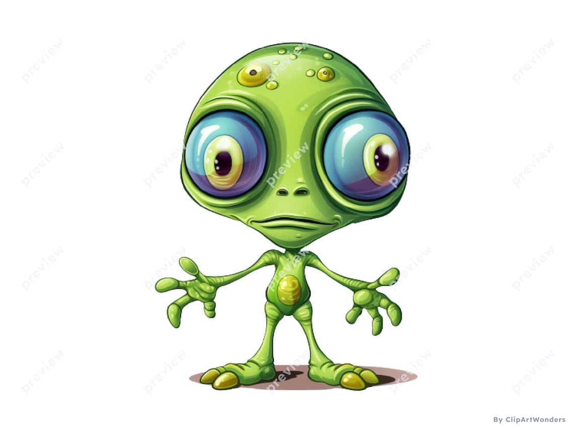 Cartoon Alien Clipart Pngs With Transparent Background - Etsy