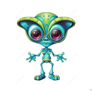 Cartoon Alien Clipart Pngs With Transparent Background - Etsy