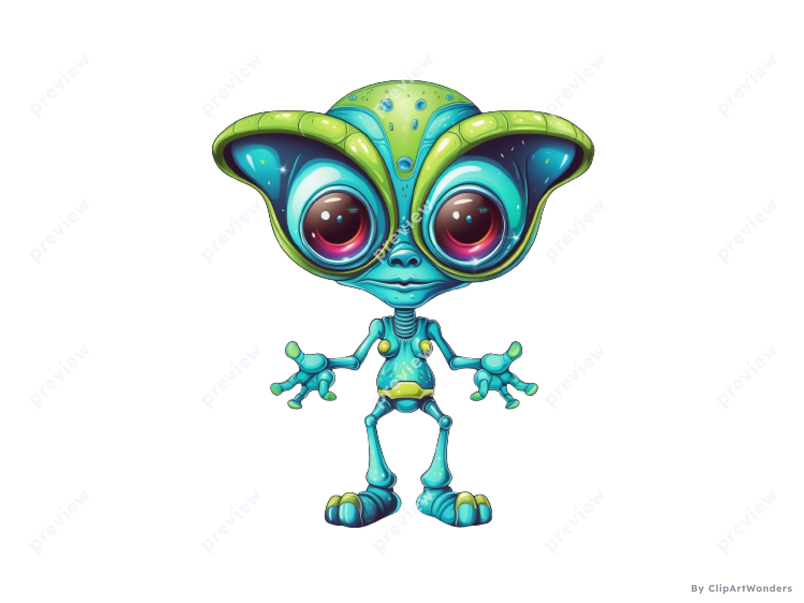 Cartoon Alien Clipart Pngs With Transparent Background - Etsy
