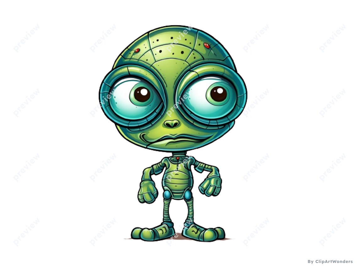 Cartoon Alien Clipart Pngs With Transparent Background - Etsy