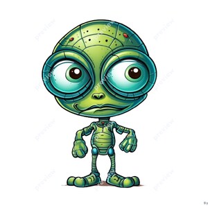 Cartoon Alien Clipart Pngs With Transparent Background - Etsy