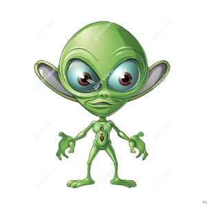Cartoon Alien Clipart Pngs With Transparent Background - Etsy