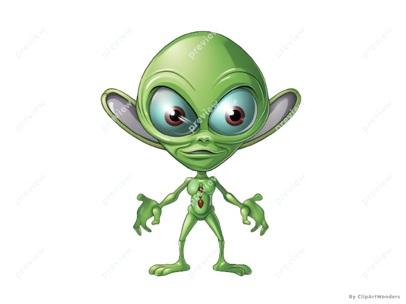 Cartoon Alien Clipart Pngs With Transparent Background - Etsy