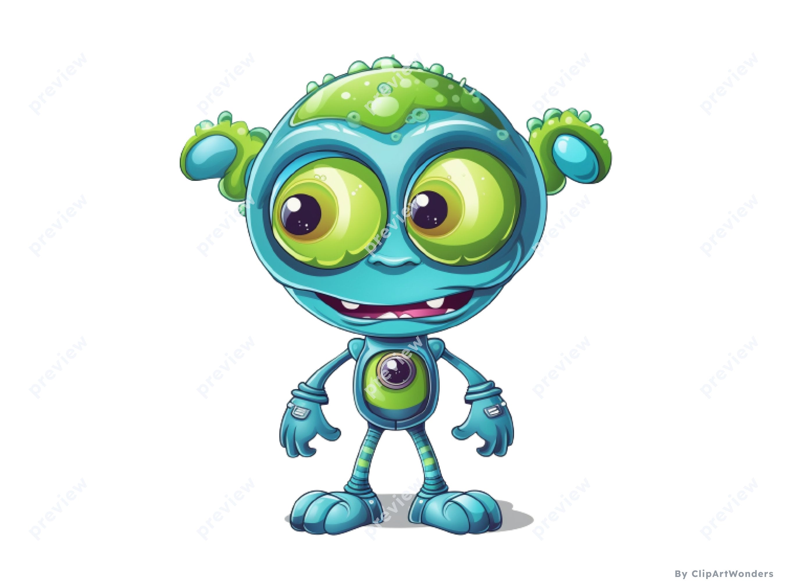 Cartoon Alien Clipart Pngs With Transparent Background - Etsy