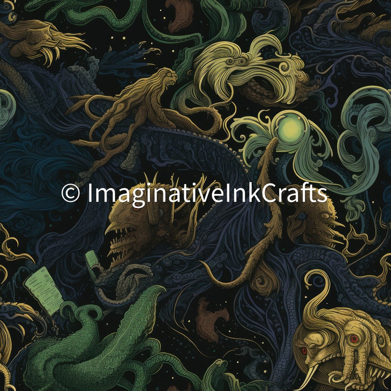 Dark Mythical Creatures: Collection of 20 Seamless Image Patterns - Etsy