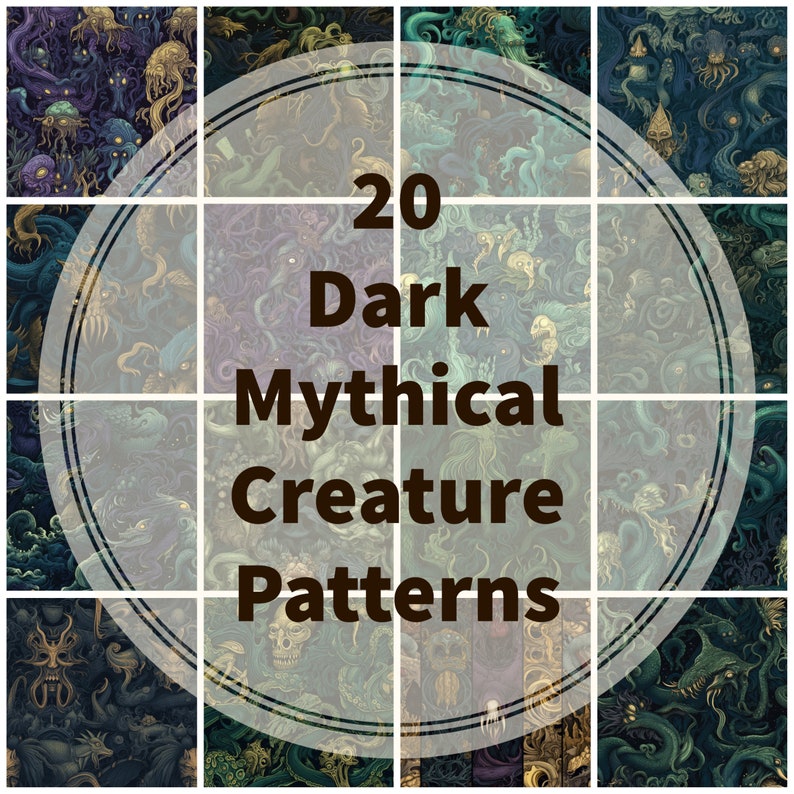 Dark Mythical Creatures: Collection of 20 Seamless Image Patterns - Etsy