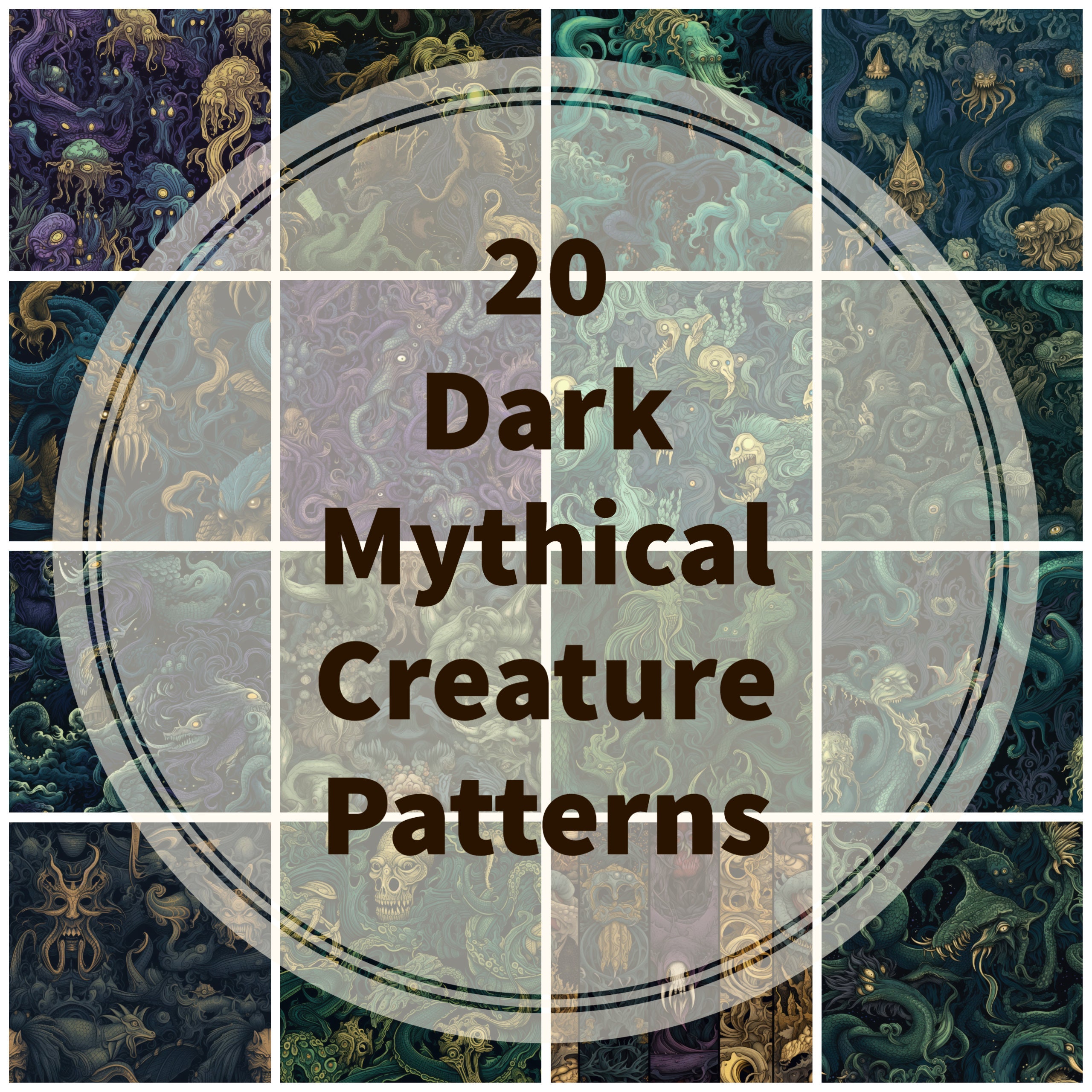 Dark Mythical Creatures: Collection of 20 Seamless Image Patterns - Etsy